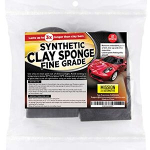 2 Pack - Fine Grade Synthetic Clay Bar Sponge for Car Detailing - Size Large - Lasts 3X Longer Than Traditional Clay Blocks - The Ideal Clay Block Alternative to Speed Through Clay Detailing Like Ma