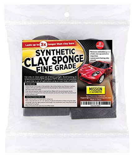 2 Pack - Fine Grade Synthetic Clay Bar Sponge for Car Detailing - Size Large - Lasts 3X Longer Than Traditional Clay Blocks - The Ideal Clay Block Alternative to Speed Through Clay Detailing Like Ma