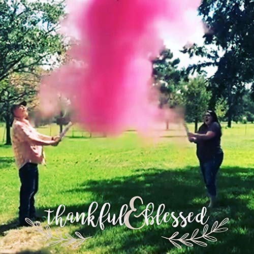 Gender Reveal Surprise Powder Cannons Bundle, 16 Inch, Non-Toxic, 4 Pink Powder Dispensers Plus 8 Free Gender Reveal Party Balloons Decorations