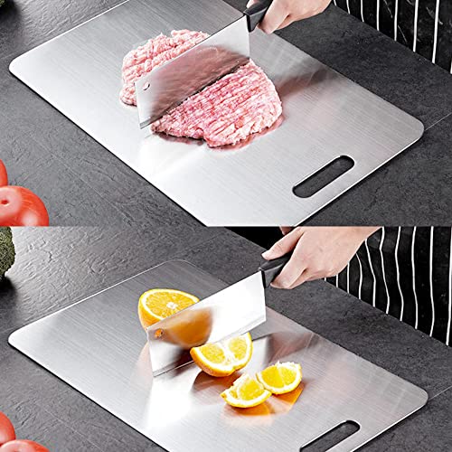 YEAVS Stainless Steel Cutting Board for Kitchen Heavy Duty Chopping Board(Medium, 11.4"L x 7.9" W)