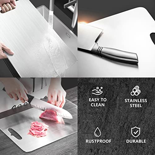 YEAVS Stainless Steel Cutting Board for Kitchen Heavy Duty Chopping Board(Medium, 11.4"L x 7.9" W)