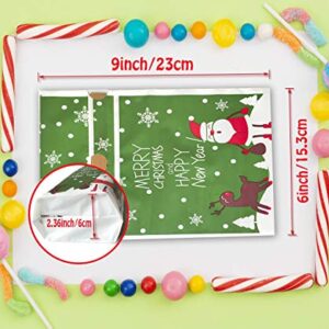 DLY 50 Pcs Christmas candy bag Christmas treat bags Candy Goodies Plastic Drawstring Gift Bags Merry Christmas Treat Bags for Birthday Party Snack Wrapping Wedding Gift Party Favor Merry X-mas