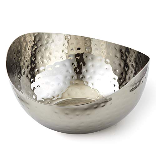 Doma Vita Hammered Stainless Steel Wave Candy Dish/Catch All Bowl (6"x6"), Silver