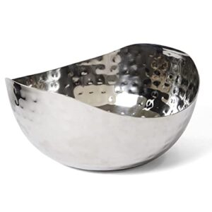 Doma Vita Hammered Stainless Steel Wave Candy Dish/Catch All Bowl (6"x6"), Silver