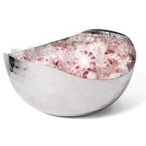 Doma Vita Hammered Stainless Steel Wave Candy Dish/Catch All Bowl (6"x6"), Silver