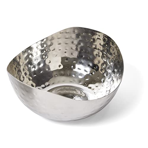 Doma Vita Hammered Stainless Steel Wave Candy Dish/Catch All Bowl (6"x6"), Silver