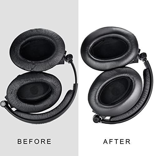 Defean Replacement Ear Pads and Headband Compatible with Sennheiser PC350 HD380 Pro Headphones Earpads/Cushion/Bumper/Cover/Cups/Foam (Protein Leather Ear Pads+Headband)