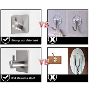 OUKALU Self-adhesive Towel Hooks Wall Hooks Hangers Anti-Skid Heavy-duty Waterproof Stainless Steel Hook for Hanging Kitchen Robe Bathroom Towel Home Stick on Wall (4 Packs)