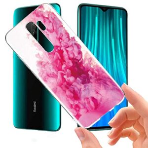 eouine xiaomi redmi note 8 pro case, phone case transparent clear with pattern ultra slim shockproof soft gel tpu silicone back cover bumper skin for xiaomi redmi note 8 pro (pink)