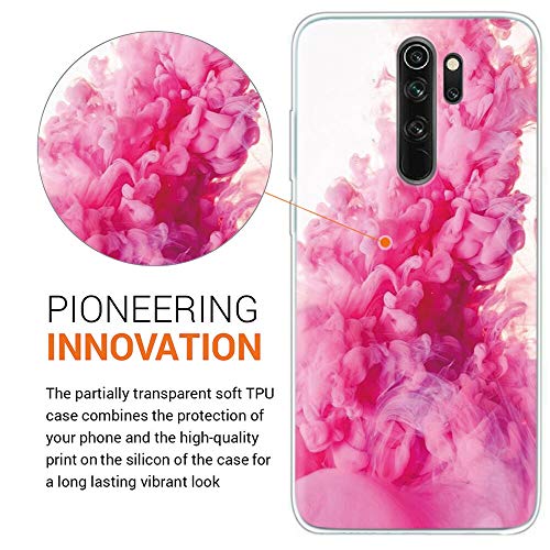 Eouine Xiaomi Redmi Note 8 Pro Case, Phone Case Transparent Clear with Pattern Ultra Slim Shockproof Soft Gel TPU Silicone Back Cover Bumper Skin for Xiaomi Redmi Note 8 Pro (Pink)