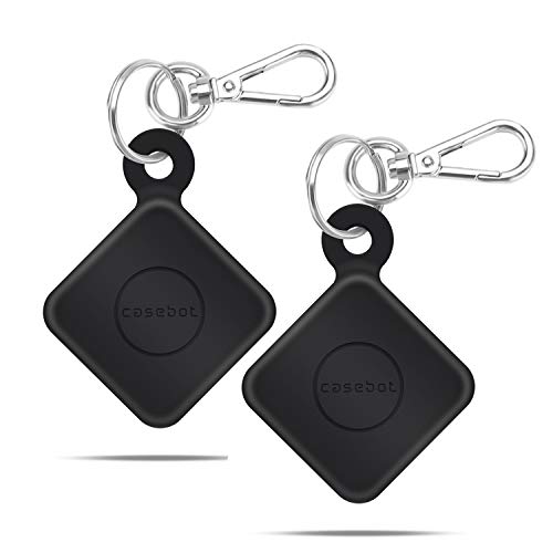 [2 Pack] Fintie Silicone Case with Carabiner Keychain for Tile Mate (2020 & 2018), Anti-Scratch Lightweight Soft Protective Sleeve Skin Cover, Black