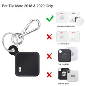 [2 Pack] Fintie Silicone Case with Carabiner Keychain for Tile Mate (2020 & 2018), Anti-Scratch Lightweight Soft Protective Sleeve Skin Cover, Black