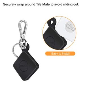 [2 Pack] Fintie Silicone Case with Carabiner Keychain for Tile Mate (2020 & 2018), Anti-Scratch Lightweight Soft Protective Sleeve Skin Cover, Black