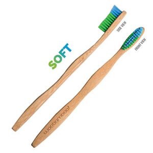 Woobamboo Bamboo Toothbrush - Adult - Soft Bristle - BPA Free Nylon Bristles - Eco-Friendly, Biodegradable, Compostable, Vegan