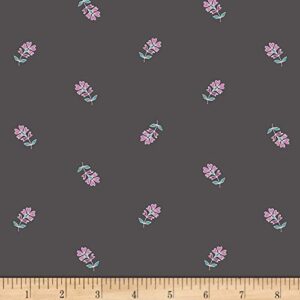 art gallery fabrics art gallery flower child sprinkled petals moon fabric, dark grey