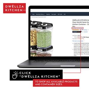 DWËLLZA KITCHEN Airtight Food Storage Containers - Pantry Snacks Kitchen Container, Baking Supplies, 4LB Sugar & Flour Canister - 4 Pc Set All Same Size - Clear Plastic BPA-Free - Keeps Fresh & Dry