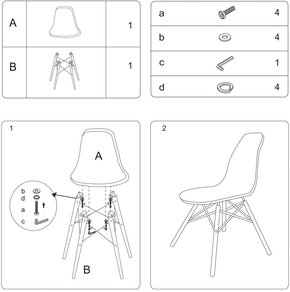 Set of 4 Kitchen Dining Chairs Easily Assemble Modern Fabric Cushion Seat Chair w/Metal Legs Fabric Cushion Side Chairs with Sturdy Metal Legs for Home Kitchen Living Room, Grey