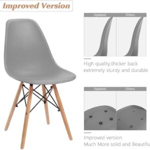 Set of 4 Kitchen Dining Chairs Easily Assemble Modern Fabric Cushion Seat Chair w/Metal Legs Fabric Cushion Side Chairs with Sturdy Metal Legs for Home Kitchen Living Room, Grey