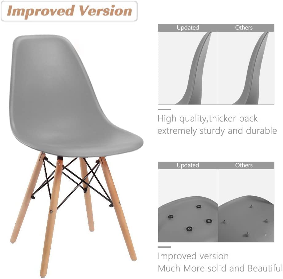 Set of 4 Kitchen Dining Chairs Easily Assemble Modern Fabric Cushion Seat Chair w/Metal Legs Fabric Cushion Side Chairs with Sturdy Metal Legs for Home Kitchen Living Room, Grey