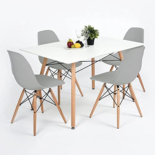 Set of 4 Kitchen Dining Chairs Easily Assemble Modern Fabric Cushion Seat Chair w/Metal Legs Fabric Cushion Side Chairs with Sturdy Metal Legs for Home Kitchen Living Room, Grey