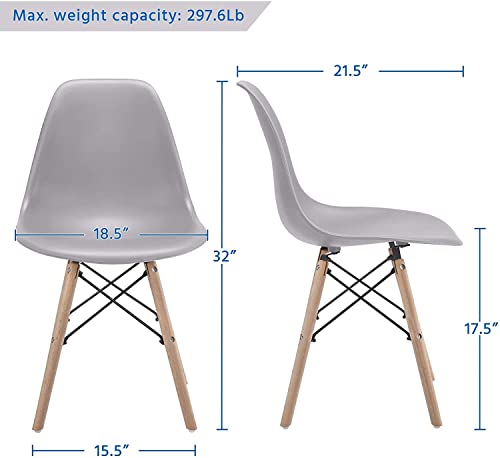 Set of 4 Kitchen Dining Chairs Easily Assemble Modern Fabric Cushion Seat Chair w/Metal Legs Fabric Cushion Side Chairs with Sturdy Metal Legs for Home Kitchen Living Room, Grey