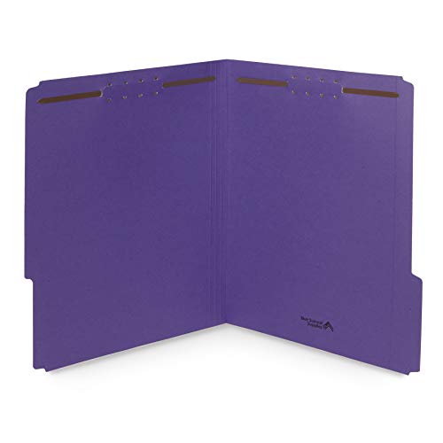 50 Purple File Folders with Fasteners, 1/3 Cut Reinforced Tab, Durable 2 Prong Fastener File Folder, Designed to Organize Standard Medical Files, Law Client Files, Office Reports, Letter Size, Purple