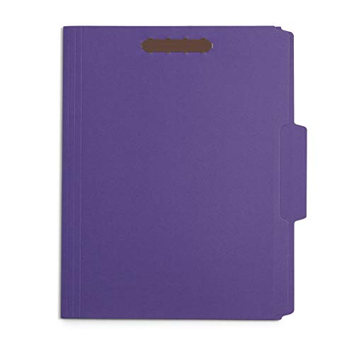 50 Purple File Folders with Fasteners, 1/3 Cut Reinforced Tab, Durable 2 Prong Fastener File Folder, Designed to Organize Standard Medical Files, Law Client Files, Office Reports, Letter Size, Purple