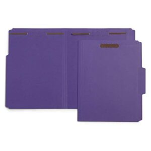 50 Purple File Folders with Fasteners, 1/3 Cut Reinforced Tab, Durable 2 Prong Fastener File Folder, Designed to Organize Standard Medical Files, Law Client Files, Office Reports, Letter Size, Purple