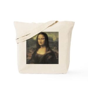 cafepress vintage mona lisa tote bag natural canvas tote bag, reusable shopping bag