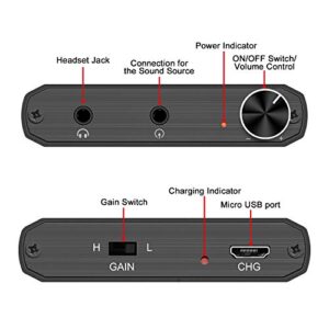 LVY Headphone Amplifier A010 Portable Headphone Amp 3.5mm Audio Rechargeable Two-Stage GAIN Switch HiFi Headphone Amplifier Compatible MP3/4, Phones, Computer and Various 3.5mm Audio Digital Devices