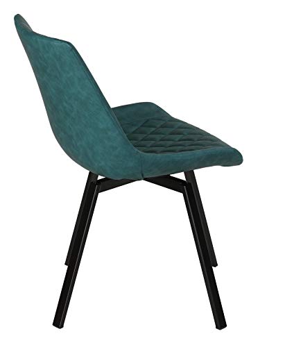 Cortesi Home Azov Swivel Dining Chairs, Set of 2, Deep Aqua Faux Leather