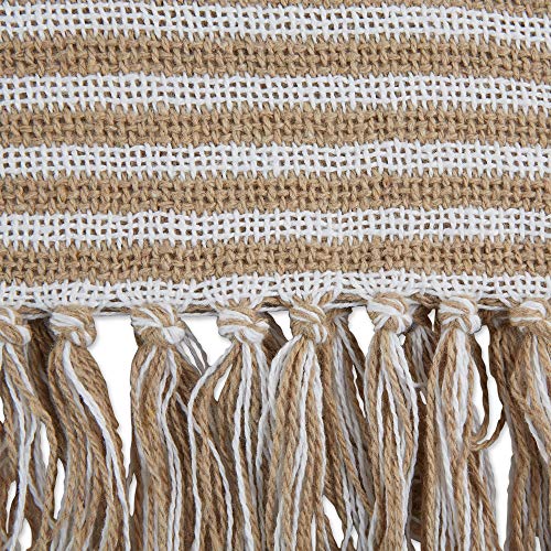 DII Square Woven Throw with Decorative Fringe 100% Cotton, Stylish and Functional, 50x60, Stone