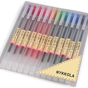 NYKKOLA Japanese Style Gel Ink Ball Point Pen [0.5mm] Fine Ballpoint Maker Pen for Office School Stationery Supply(12PCS Colorful)