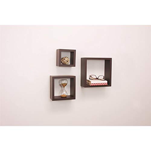 Pemberly Row Modern Cubbi Floating Wall Shelves Espresso Engineered Wood