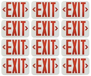 ciata red led emergency exit lights with battery backup - emergency fire exit sign, light up exit sign, lighted exit sign, exit signs for business, neon exit sign, exit sign battery powered - 12 pack