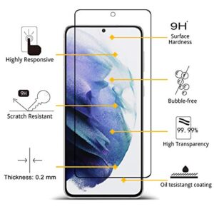 iAnder 3 Pack Glass Screen Protector for Galaxy S21, 3 Pack Camera Lens Protector with Easy Installation Tray, Supports Fingerprint Sensor, HD Retina Clarity, Case Friendly