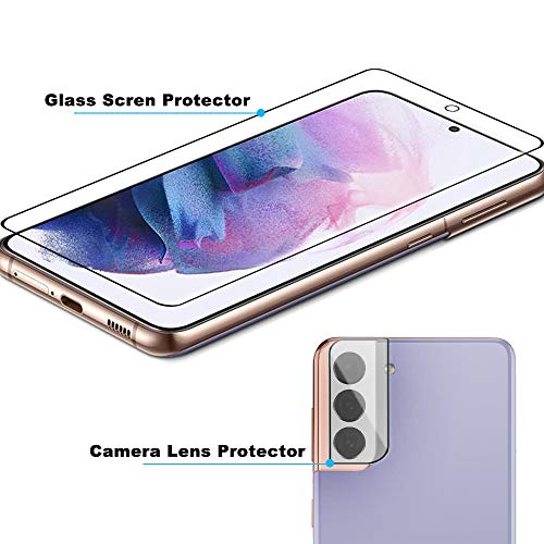 iAnder 3 Pack Glass Screen Protector for Galaxy S21, 3 Pack Camera Lens Protector with Easy Installation Tray, Supports Fingerprint Sensor, HD Retina Clarity, Case Friendly