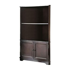 furniture of america cassidy wood multi-storage corner bookshelf in espresso