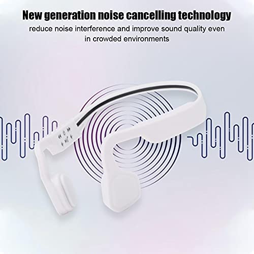 ASHATA Bone Conduction Headphones, Bluetooth 4.2 CVC Noise Cancelling Bone Conduction Outdoor Sports Stereo Earphone Headset for Walking, Hiking, Running(White)