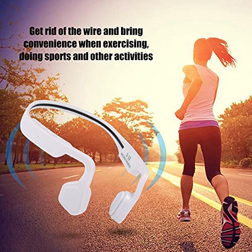 ASHATA Bone Conduction Headphones, Bluetooth 4.2 CVC Noise Cancelling Bone Conduction Outdoor Sports Stereo Earphone Headset for Walking, Hiking, Running(White)