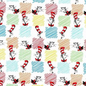 robert kaufman fabrics dr seuss the cat in the hat multi checkerboard cat