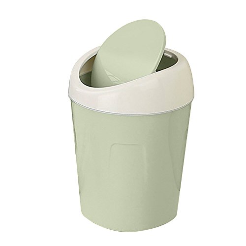 iuuhome🌹🌹Trumpet Desktops Mini Creative Covered Kitchen Living Room Trash Can (Green)