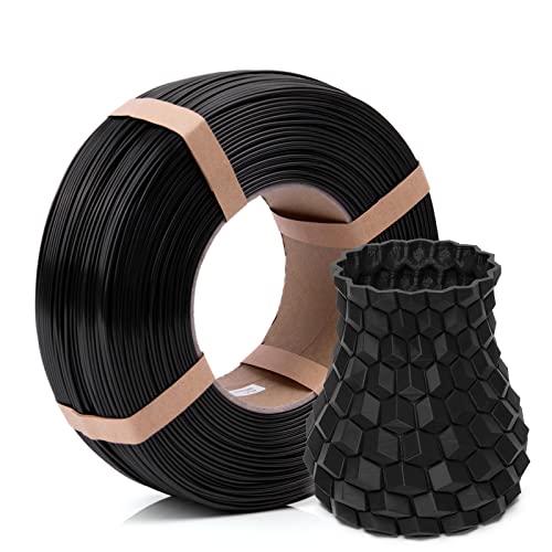 Inland 1.75mm PLA PRO (PLA+) 3D Printer Filament Refill, 1KG (2.2lbs) Spooless Filament, Dimensional Accuracy +/- 0.03mm, Black Refill for Inland Reusable Spools