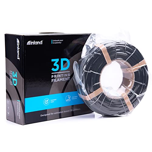 Inland 1.75mm PLA PRO (PLA+) 3D Printer Filament Refill, 1KG (2.2lbs) Spooless Filament, Dimensional Accuracy +/- 0.03mm, Black Refill for Inland Reusable Spools