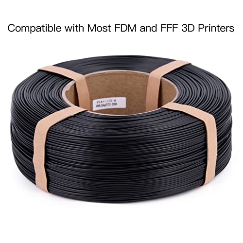 Inland 1.75mm PLA PRO (PLA+) 3D Printer Filament Refill, 1KG (2.2lbs) Spooless Filament, Dimensional Accuracy +/- 0.03mm, Black Refill for Inland Reusable Spools