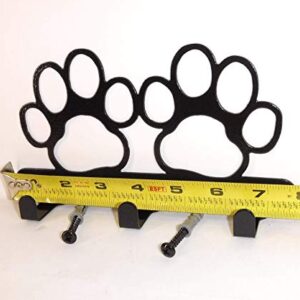 Double Dog Paw Leash Hook. Solid Steel. Handmade in USA. Gloss Black Finish. Screws Included.