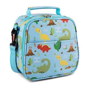 flexzion insulated lunch box for kids boys dinosaur lunch box girl boy toddler daycare lunch bag for kindergarten pre school hot and cold dino lunch case kids lunch box with water bottle holder