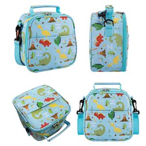 Flexzion Insulated Lunch Box for Kids Boys Dinosaur Lunch Box Girl Boy Toddler Daycare Lunch Bag for Kindergarten Pre School Hot and Cold Dino Lunch Case Kids Lunch Box with Water Bottle Holder