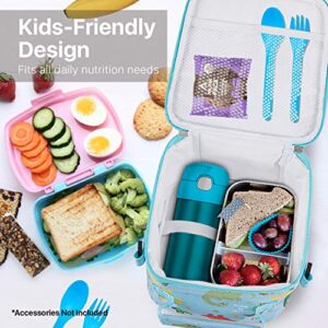 Flexzion Insulated Lunch Box for Kids Boys Dinosaur Lunch Box Girl Boy Toddler Daycare Lunch Bag for Kindergarten Pre School Hot and Cold Dino Lunch Case Kids Lunch Box with Water Bottle Holder