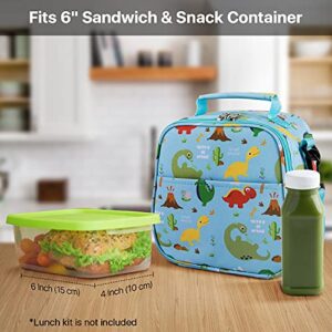 Flexzion Insulated Lunch Box for Kids Boys Dinosaur Lunch Box Girl Boy Toddler Daycare Lunch Bag for Kindergarten Pre School Hot and Cold Dino Lunch Case Kids Lunch Box with Water Bottle Holder